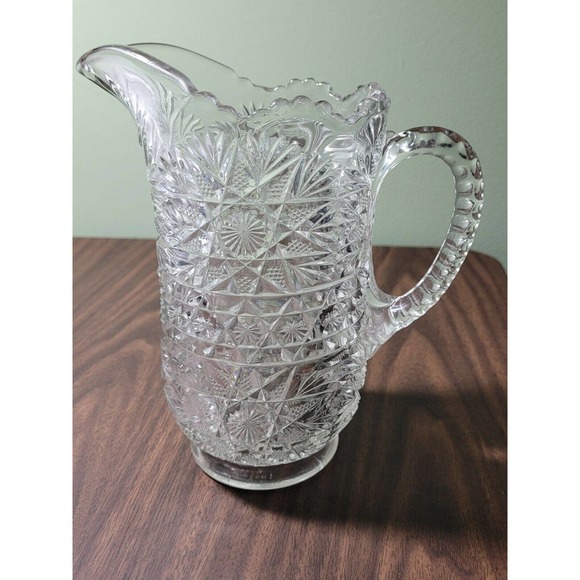 Unbranded | Kitchen | Vintage Eapg Glass Pitcher With Floral Starburst ...
